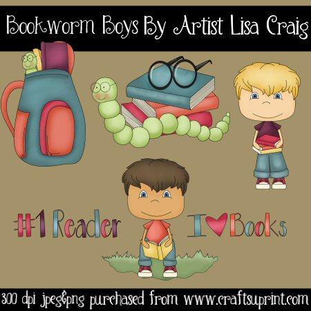 Bookworm Boys Clip Art - CUP284078_1548 | Craftsuprint
