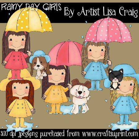 Rainy Day Girls Clip Art - CUP323308_1548 | Craftsuprint