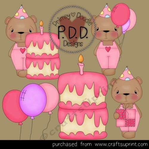 Girl birthday bears clipart - CUP721346_1548 | Craftsuprint
