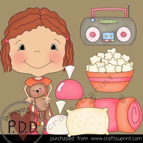 Red Haired Sleepover Girls Clipart - CUP721856_1548 | Craftsuprint