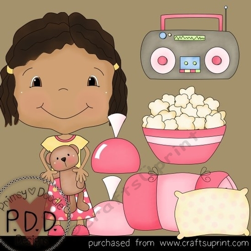 Dark Skin Sleepover Girl Clipart - CUP721857_1548 | Craftsuprint