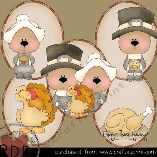 Thanksgiving Bears Ovals Clipart - CUP722791_1548 | Craftsuprint