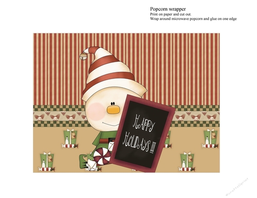 Snowman Elves Microwave Popcorn Wrapper 2 - CUP723103_1548 | Craftsuprint