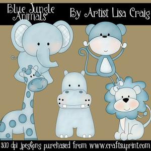 Blue Jungle Animals - Photo by Hand Made Finished Cards By Dianne Jackson