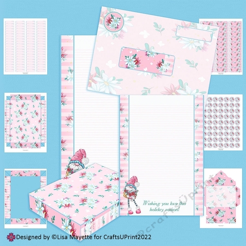 Cute Christmas Gnome Stationery Set - CUP1175098_2195 | Craftsuprint