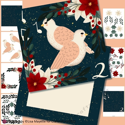 Folk Art 12 Days of Christmas Two Turtle Doves Card Making Kit - CUP1186968_2195 | Craftsuprint