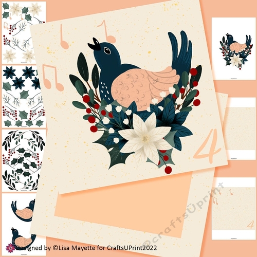 Folk Art 12 Days of Christmas Four Calling Birds Card Making Kit ...