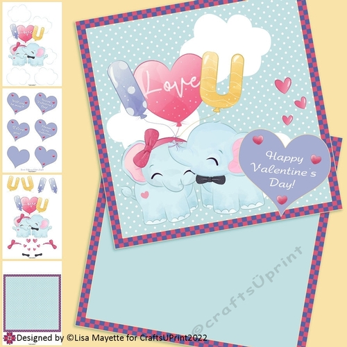 Elephant Sweethearts Valentine Card Making Kit - CUP1188373_2195 ...