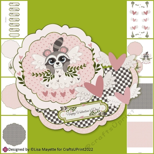 Floating Racoon Cupid Valentine Layered Wobble Card Making Kit ...