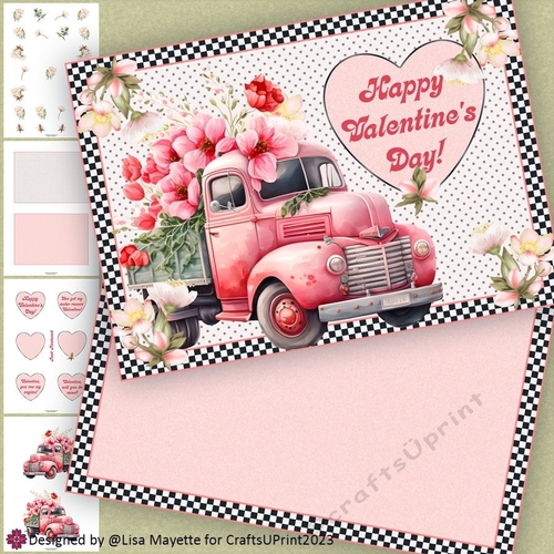 Pink Pickup Truck Valentine Card Making Kit - CUP1190410_2195 ...