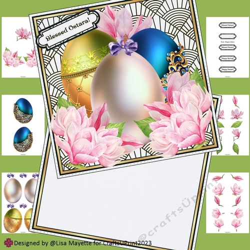 Good Eggs Blue, Gold & Pearl Art Deco Easter Card Making Kit ...