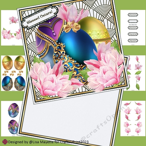 Good Eggs Blue, Purple & Gold Art Deco Easter Card Making Kit ...