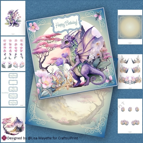 Purple Dragon Princess Card Making Kit - CUP1280133_2195 | Craftsuprint