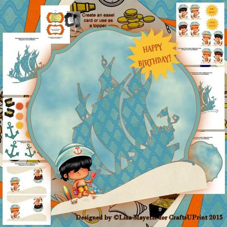 Surfer Sailor Boy Beach Pirate in Blue Card Making Kit - CUP608392_2195 ...