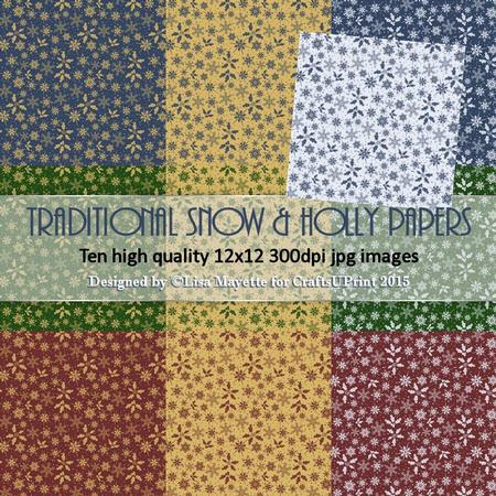 Traditional Snow & Holly Papers - CUP646561_2195 | Craftsuprint