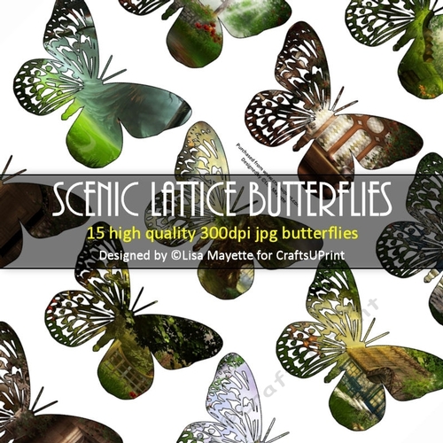 Scenic Lattice Butterflies Decoupage Embellishment Craft Sheet ...