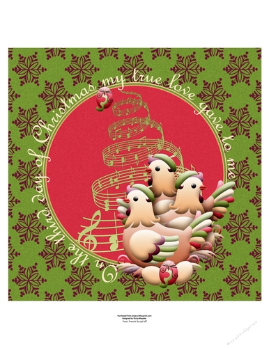 The Third Day of Christmas Three French Hens Quick Card Topper ...