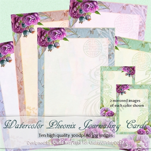 Watercolor Phoenix Asian Floral Journaling Cards Inserts - CUP820299 ...
