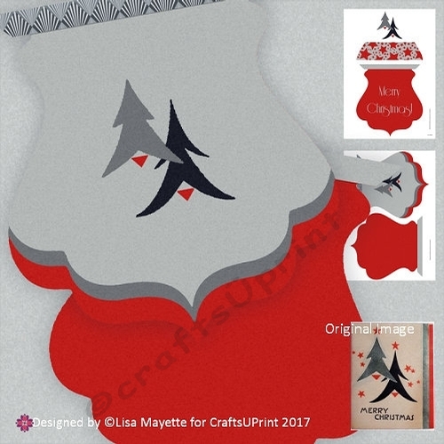 Red & Black Art Deco Christmas Trees Shaped Card Making Mini Kit ...