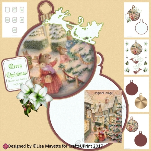 Vintage Bunnies Christmas Scene Decoupage Ornament Shaped Card Making ...