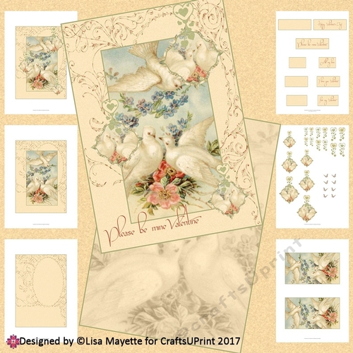 Vintage Love Doves Card Making Kit - CUP844028_2195 | Craftsuprint