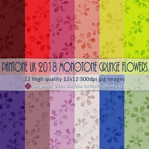 Pantone UK 2018 Spring & Summer Monotone Grunge Flowers Papers ...