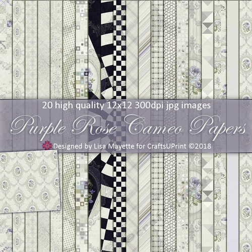 Vintage Purple Rose Cameo Paper Pack - CUP878458_2195 | Craftsuprint