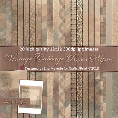 Vintage Cabbage Rose Paper Pack with Topper - CUP884062_2195 | Craftsuprint