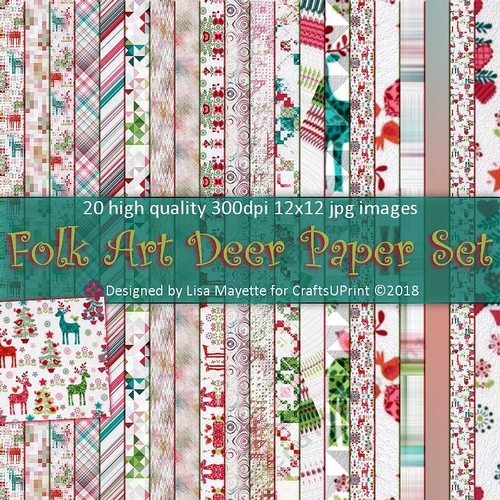 Folk Art Deer Paper Set - CUP904491_2195 | Craftsuprint