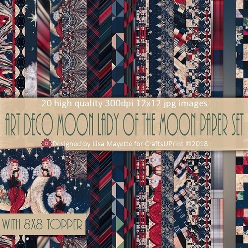 Art Deco Lady of the Moon Paper Set - CUP919745_2195 | Craftsuprint