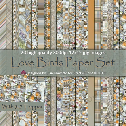 Winter Love Birds Paper Set with Topper - CUP925128_2195 | Craftsuprint