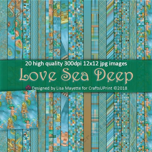Love Sea Deep Mermaid & Diver Paper Set - CUP945392_2195 | Craftsuprint