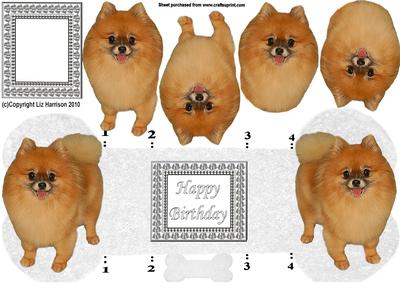 Pomeranian Bone Shaped Card - CUP166962_15 | Craftsuprint