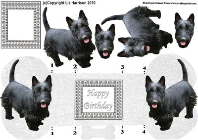 Scottie Dog Bone Shaped Card - CUP166976_15 | Craftsuprint