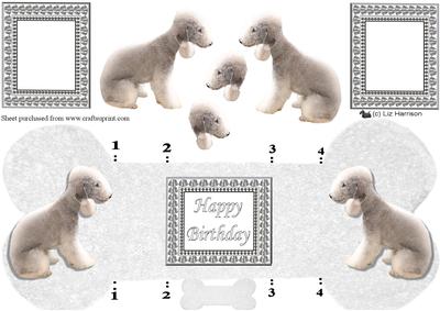 Bedlington Terrier Bone Shaped Card - CUP405794_15 | Craftsuprint