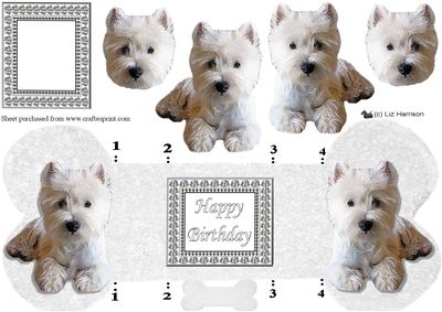 Westie Bone Shaped Card - CUP407901_15 | Craftsuprint