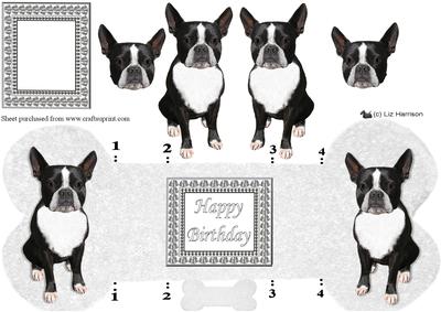 Boston Terrier Bone Shaped Card - CUP457252_15 | Craftsuprint