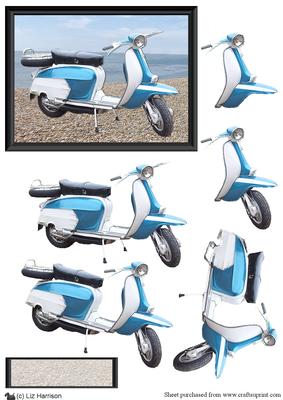 Scooter Beach Scene 3D Decoupage - CUP473139_15 | Craftsuprint