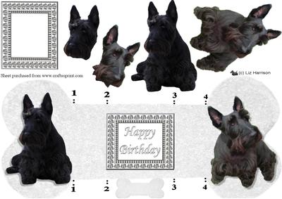 Scottie Dog Bone Shaped Card - CUP48310_15 | Craftsuprint