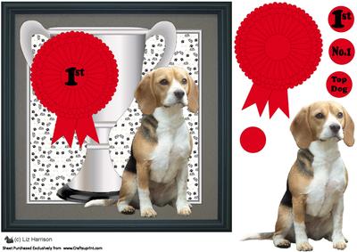 Beagle Trophy and Rosette 8x8 Card - CUP522426_15 | Craftsuprint