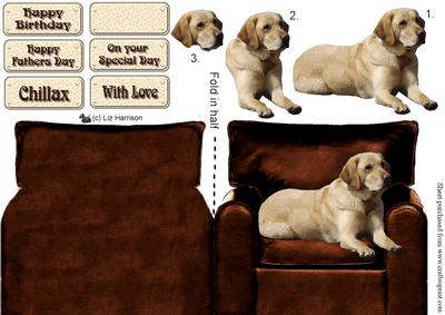 Golden Labrador Arm Chair Card - CUP545454_15 | Craftsuprint