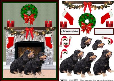 Cocker Spaniel,black & Tan,christmas Fire Place Scene - CUP576913_15 ...