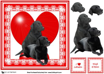 Black Labrador 8x8 Heart 3D Decoupage - CUP597340_15 | Craftsuprint