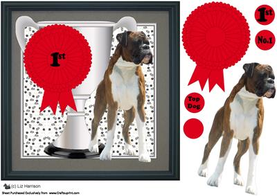 Boxer Dog Trophy & Rosette 8x8 Card - CUP604774_15 | Craftsuprint