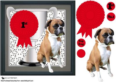 Boxer Dog Trophy & Rosette 8x8 Card - CUP604777_15 | Craftsuprint