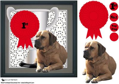 Bullmastiff Trophy & Rosette 8x8 Card - CUP604779_15 | Craftsuprint