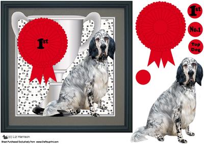 English Setter Trophy & Rosette 8x8 Card - CUP605566_15 | Craftsuprint