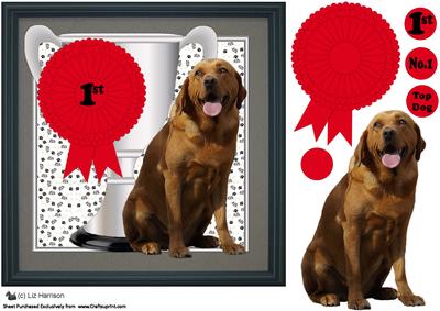 Labrador Retriever Trophy & Rosette 8x8 Card - CUP605587_15 | Craftsuprint