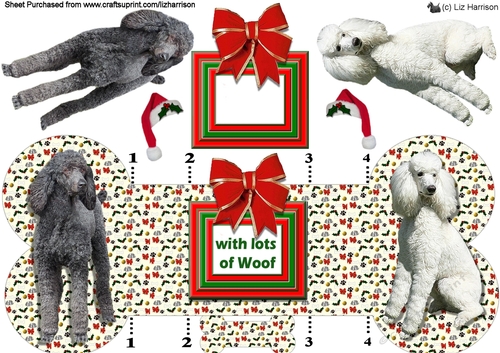 Poodle (standard) Christmas Bone Shaped Card - CUP748026_15 | Craftsuprint