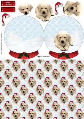 Golden Labrador Puppy Christmas Snow Globe & Background - CUP96873_15 ...